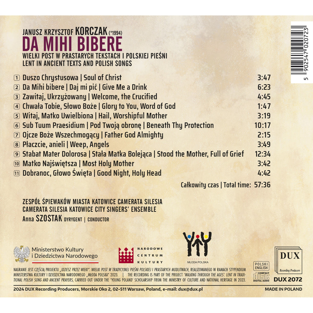 Camerata Silesia, Anna Szostak: Da Mihi Bibere - Lent In Ancient Texts ...