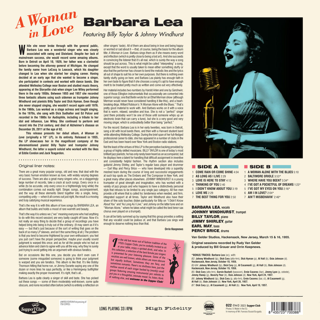 Barbara Lea: A Woman In Love – Proper Music