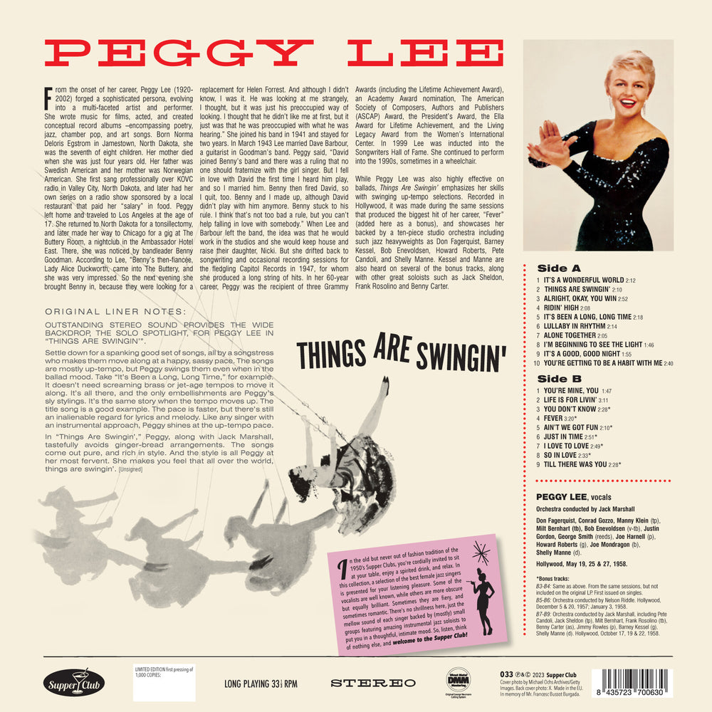 Peggy Lee: Things Are Swingin' – Proper Music
